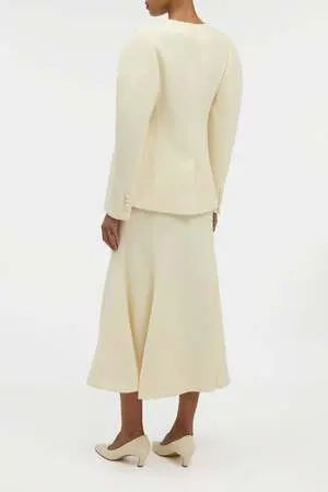 Gabriela Hearst Patterson Virgin Wool Silk Slub Skirt - Ivory