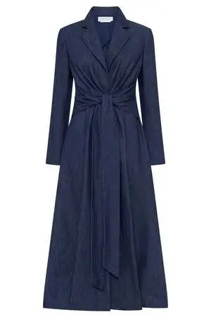 Gabriela Hearst Yunara Knotted Maxi Dress In Recycled Cotton - Denim