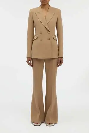 Gabriela Hearst Rhein Flare Pant In Virgin Wool Crepe - Camel