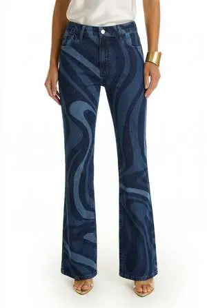 THE NOLI SHOP Aria Coated Flare Jean - Blue Wave