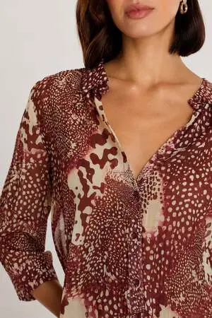 THE NOLI SHOP THE NOLI SHOP Sara Silk Blouse Garnet Crush