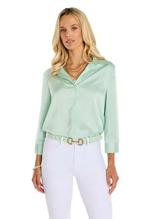 THE NOLI SHOP Sara Silk Blouse - Mint