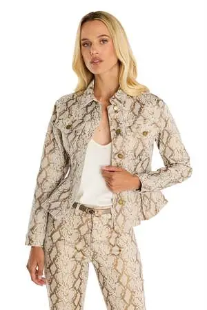 THE NOLI SHOP Bethanie Denim Jacket - Gold Python