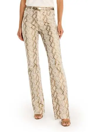 THE NOLI SHOP Aria Coated Flare Jean - Gold Python