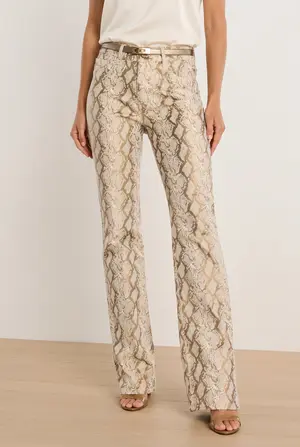 THE NOLI SHOP Aria Coated Flare Jean - Gold Python