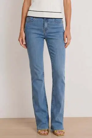 THE NOLI SHOP Aria Coated Flare Jean - Medium Blue