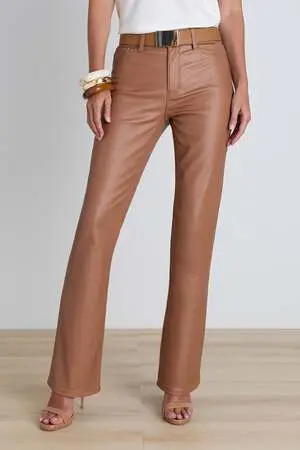 THE NOLI SHOP Aria Coated Flare Jean - Mocha