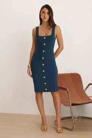 THE NOLI SHOP Helena Button Dress - Ocean