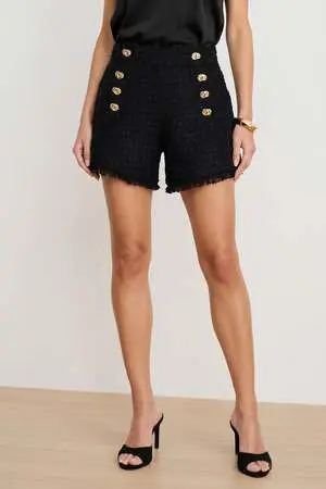 THE NOLI SHOP Tamara Tweed Button Short - Black