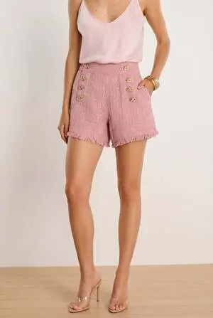 THE NOLI SHOP Tamara Tweed Button Short - Blush