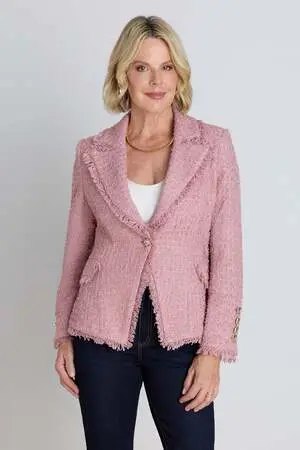 THE NOLI SHOP Giselle Single Breasted Tweed Blazer - Blush