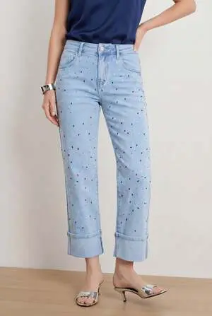 THE NOLI SHOP Ren Cropped Cuff Jean With Embellishments - Confetti