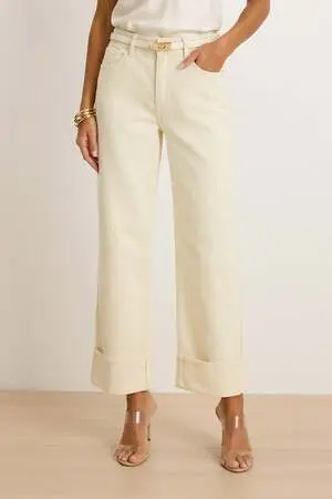 THE NOLI SHOP Ren Cropped Cuff Jean With Embellishments - Ivory