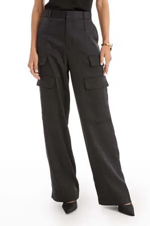 THE NOLI SHOP Milan Satin Cargo Pant - Black