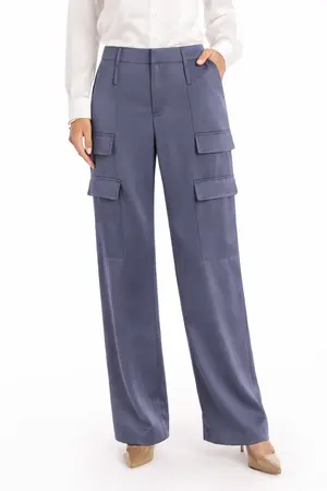 THE NOLI SHOP Milan Satin Cargo Pant - Navy