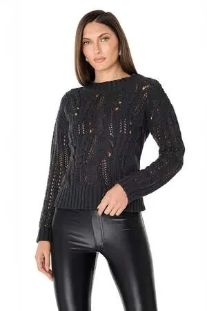 THE NOLI SHOP Elea Crystal Knit Sweater - Black