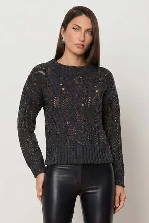 THE NOLI SHOP Elea Crystal Knit Sweater - Black