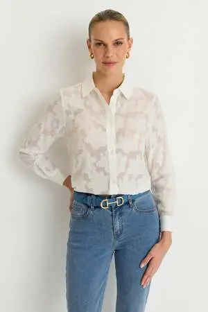 THE NOLI SHOP Stelle Lace Button-up Shirt - White