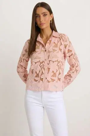 THE NOLI SHOP Mina Lace Blouse - Blush