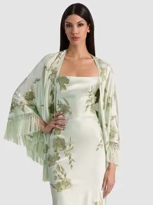 Alice + Olivia Marlene Shawl Scarf - Green Lily/multi