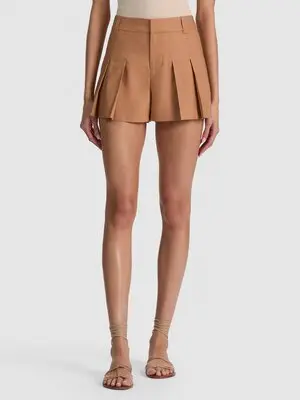 Alice + Olivia Blaire Pleated Short - Tan