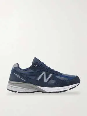 NEW BALANCE 990v4 Suede-trimmed Mesh Sneakers - Navy