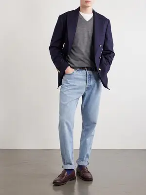 Brunello Cucinelli Wool And Cashmere-blend V-neck Sweater - Gray