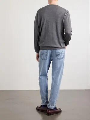 Brunello Cucinelli Wool And Cashmere-blend V-neck Sweater - Gray