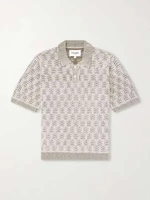 CORRIDOR Open-knit Pima Cotton Polo Shirt - Gray