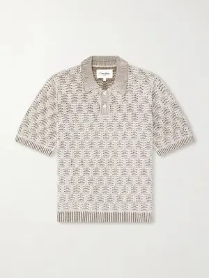 CORRIDOR Open-knit Pima Cotton Polo Shirt - Gray