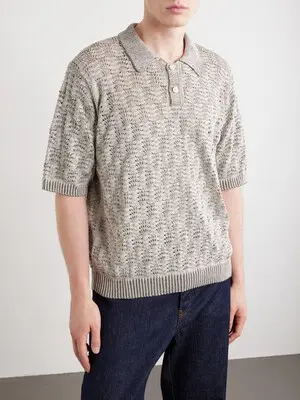 CORRIDOR Open-knit Pima Cotton Polo Shirt