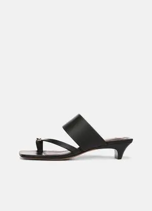 Vince Stacy Leather Heeled Toe-ring Sandal - Black