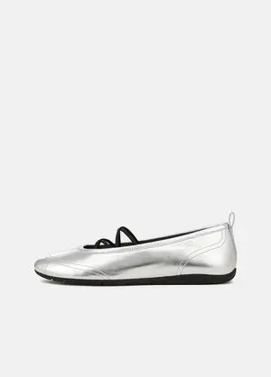 Vince Coralie Metallic Leather Ballet Sneaker - Silver