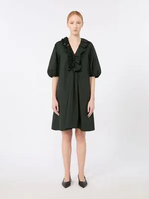 Max Mara Cotton Poplin Short Dress With Ruffles