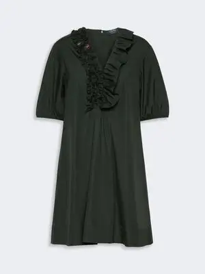 Max Mara Cotton Poplin Short Dress With Ruffles