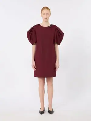 Max Mara Cotton Poplin Short Dress With Embellished Neckline