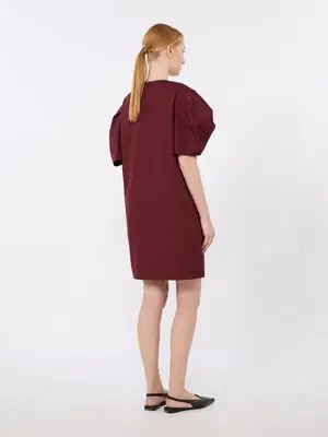 Max Mara Cotton Poplin Short Dress With Embellished Neckline