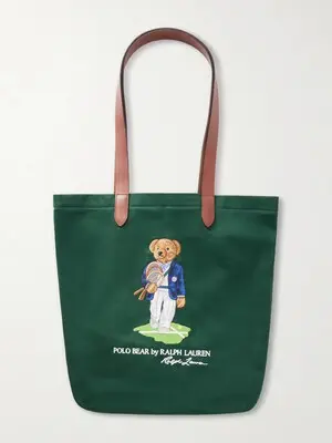 Polo Ralph Lauren Wimbledon Bear Embroidered Cotton Tote - Green
