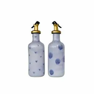 Lali Design Studio Aqua Serenity Porcelain Oil And Vinegar Bottles Set Of Two - Blue