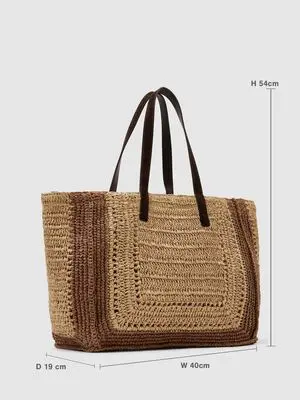 REISS Rosie Raffia-effect Zebra-print Tote Bag