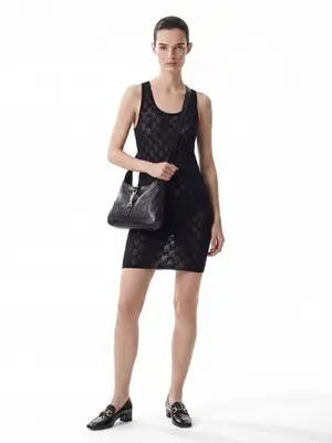 Gucci Mini Dress In Viscose Crêpe With Logo Embroidery