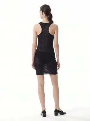 Gucci Mini Dress In Viscose Crêpe With Logo Embroidery