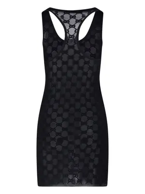 Gucci Mini Dress In Viscose Crêpe With Logo Embroidery