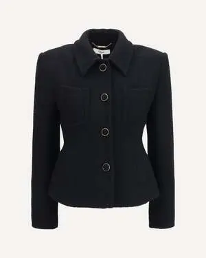 Chloé Cropped Single-breasted Blazer With Fabric Buttons