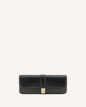 Khaite Blake Clutch In Box Calf Leather With Gold-tone Clasp - Black
