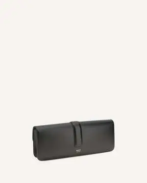 Khaite Blake Clutch In Box Calf Leather With Gold-tone Clasp - Black