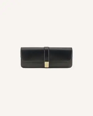 Khaite Blake Clutch In Box Calf Leather With Gold-tone Clasp - Black