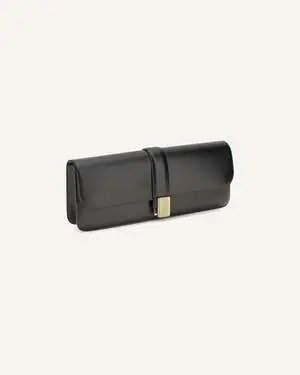 Khaite Blake Clutch In Box Calf Leather With Gold-tone Clasp - Black
