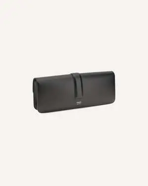 Khaite Blake Clutch In Box Calf Leather With Gold-tone Clasp - Black