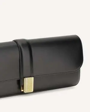 Khaite Blake Clutch In Box Calf Leather With Gold-tone Clasp - Black